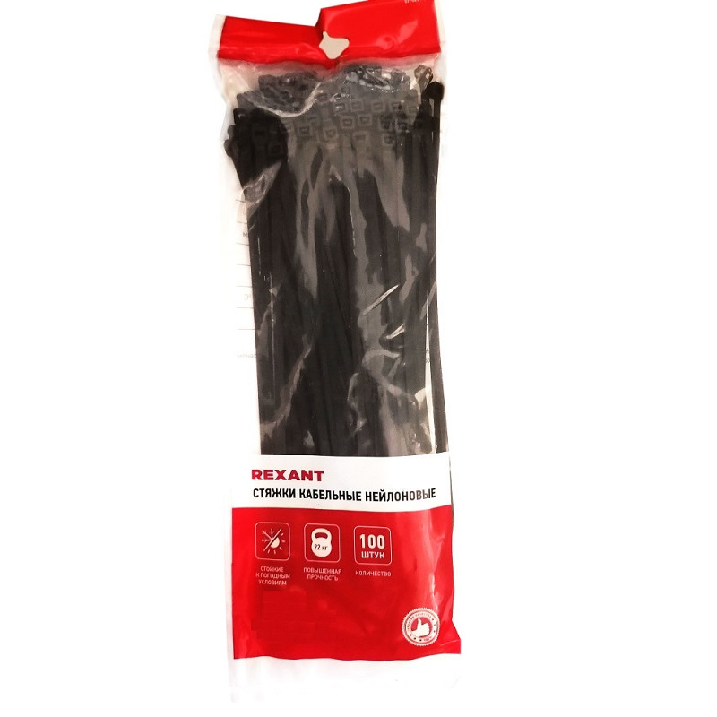 Стяжки Rexant 100x2.5 мм черные, 100 шт 07-0101